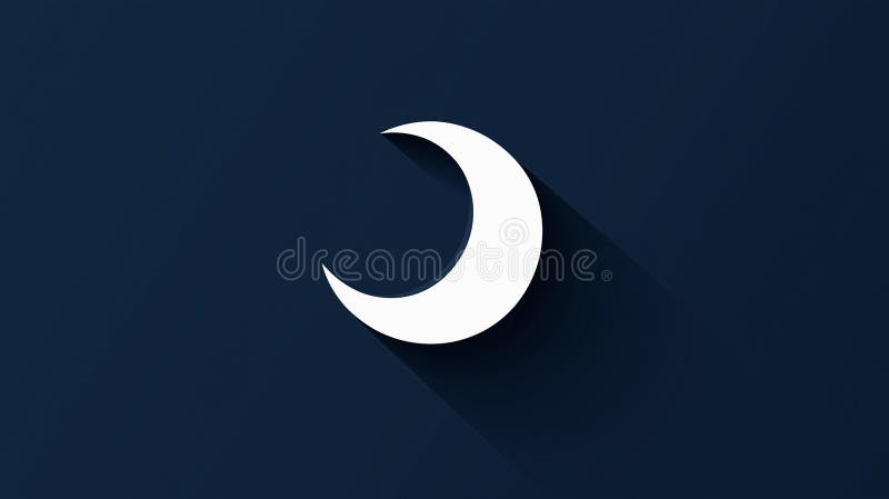 Gleaming Flat Moon Icon on Midnight Blue Background Stock Illustration ...