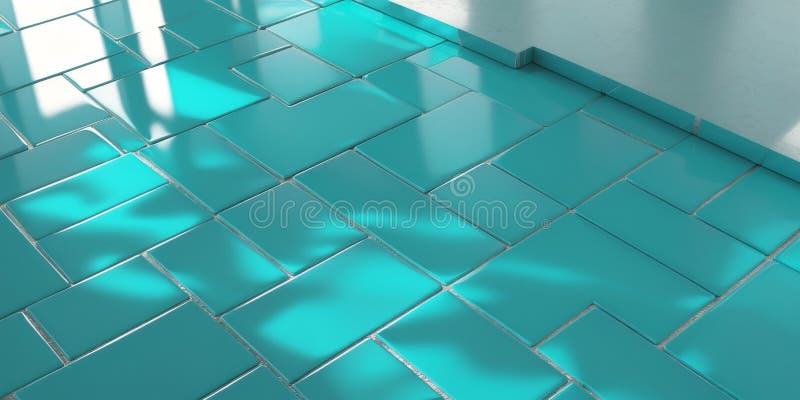 Gleaming Floor Tiles in Bright Turquoise Stock Image - Image of drub ...