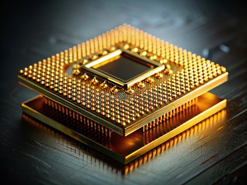 Gleaming Gold CPU Chipset a Stunning Visual Exploration of Modern Tech ...