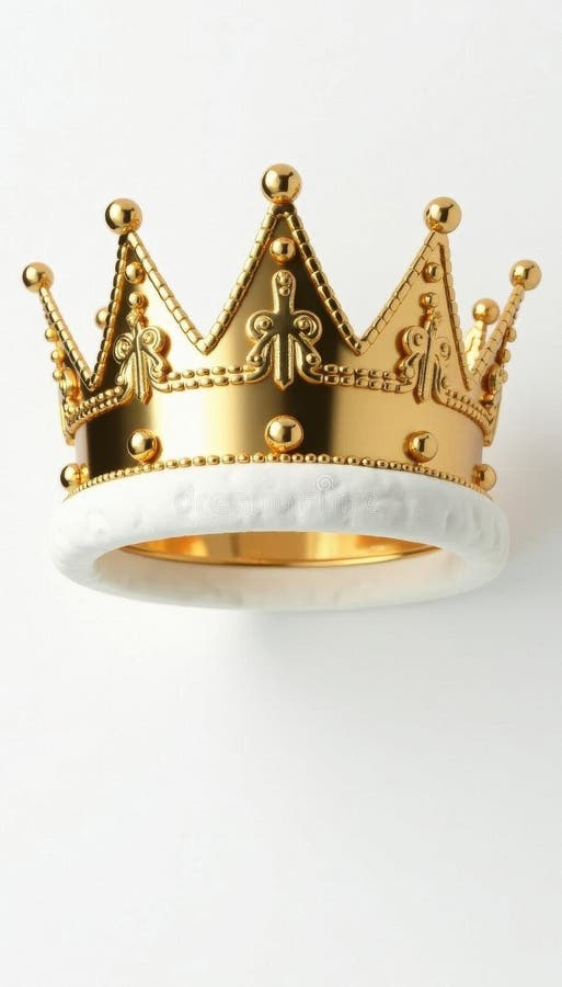 Gleaming Gold Crown, Stark White Backdrop Fine Details Visible , Bright ...