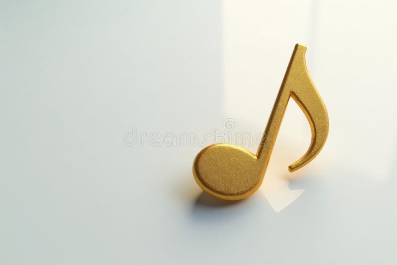 Gleaming Gold Musical Note Rests on Pristine White Surface , Treble ...