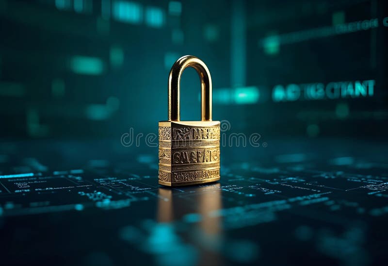 Shiny Gold Padlock Symbolizes Security and Protection in Digital World ...