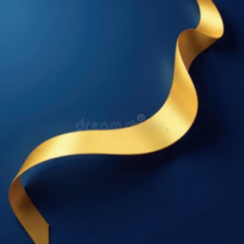 Gleaming Gold Ribbon, Elegant Curve on Deep Blue Backdrop, Bright ...
