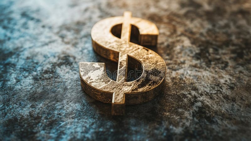 Shimmering Golden Dollar Sign Resting on a Textured Surface Capturing ...