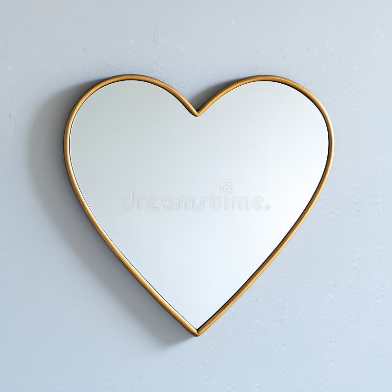 Gleaming Heart: a Golden Framed Mirror Reflecting Affection and Serene ...