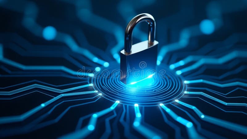 Securing Digital Landscapes a Gleaming Padlock Safeguarding Critical ...