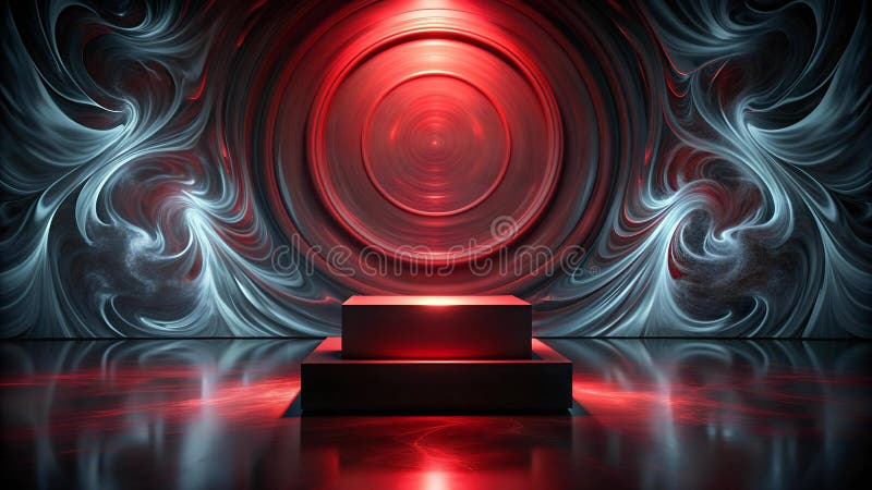 A Gleaming Red Platform Amidst Abstract Luminescence AI Generated Stock ...