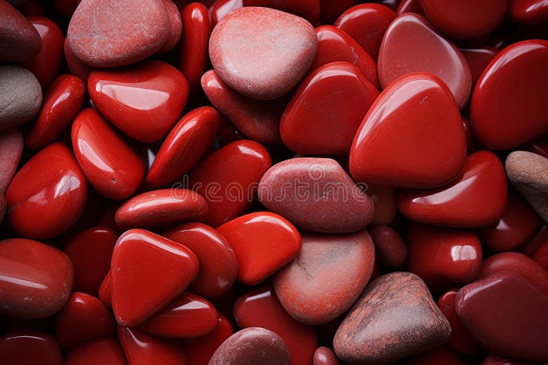 Gleaming Red Water Stones. Generate Ai Stock Image - Image of ocean ...