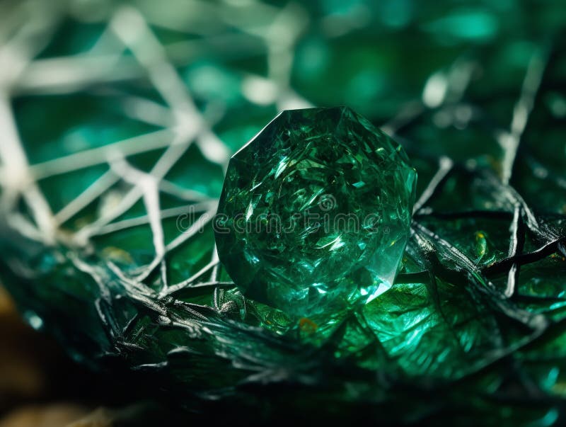 Gleaming Ridges in the Heart of an Emerald Stock Illustration ...