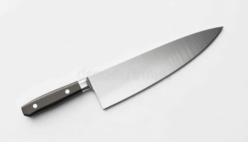 Gleaming Silver Chef S Knife, Pristine White Backdrop, Metal, Reflection Stock Illustration ...