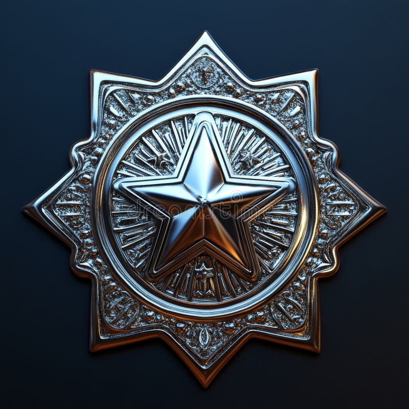 Silver Star Badge stock illustration. Illustration of sheriff - 335259778
