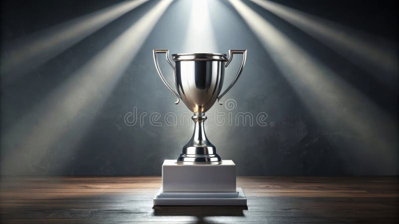 A Gleaming Silver Trophy Sits Proudly on a Pristine White Pedestal ...