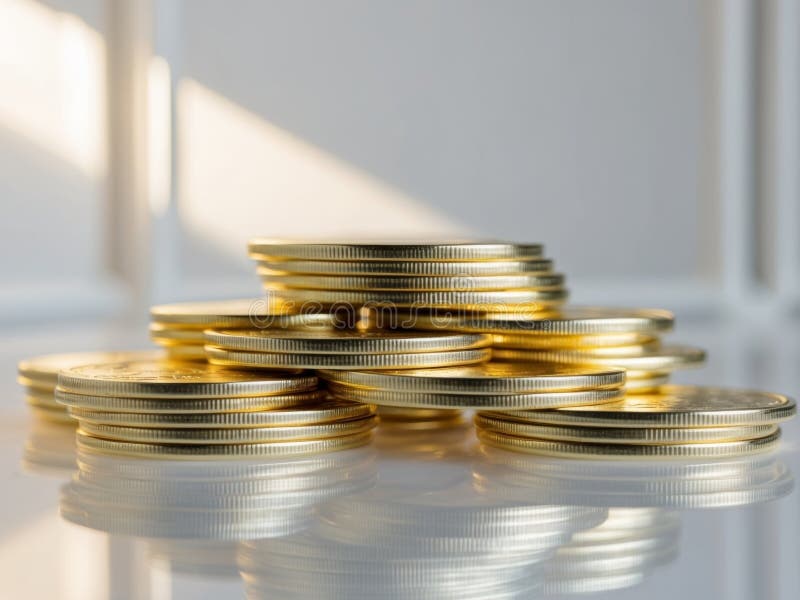 Gleaming Stack of Gold Coins Evoking Wealth and Prosperity in a Classic ...