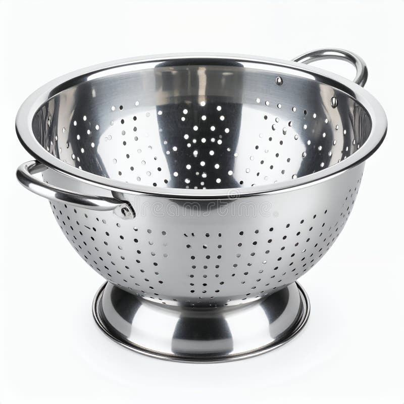 Shiny Metal Colander with Perforated Surface, Essential Cooking Tool on ...