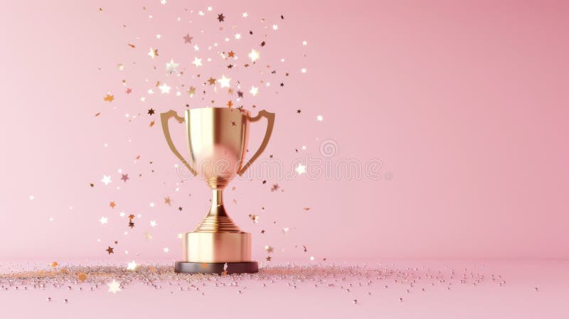 A Gleaming Trophy on Pink.AI Generated Image Stock Image - Image of ...
