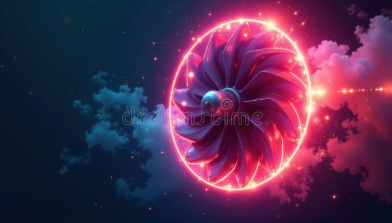 Gleaming Turbine, Vibrant Electric Arcs Flash , Vortex, Current Stock ...