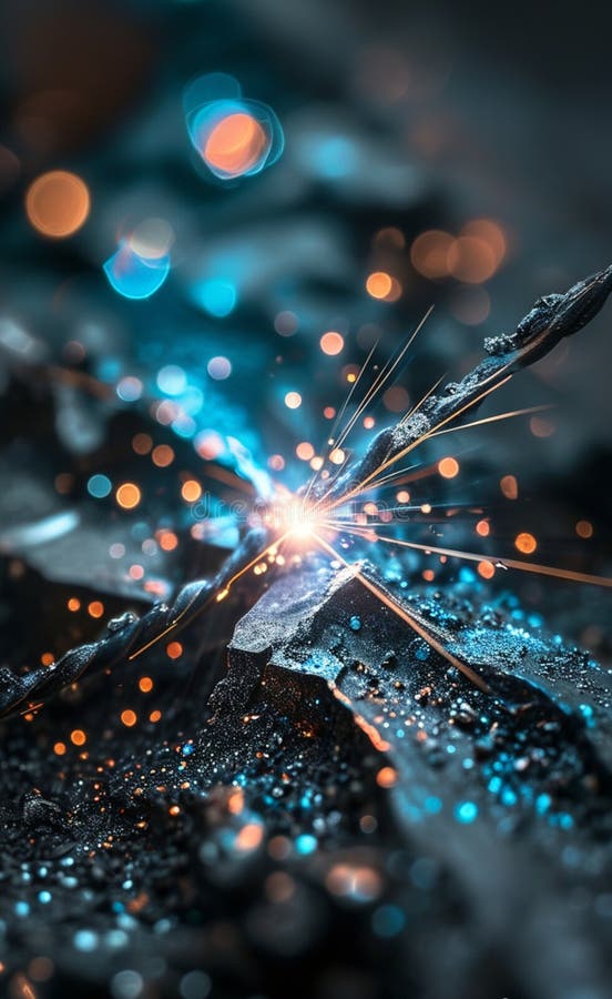 A Close Up of a Piece of Metal with Sparks Stock Illustration ...