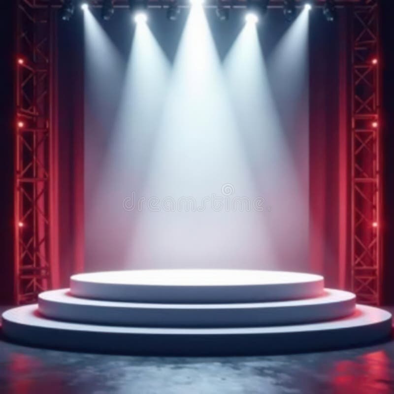 Gleaming White Stage Light Bathes an Empty Elevated Platform ...