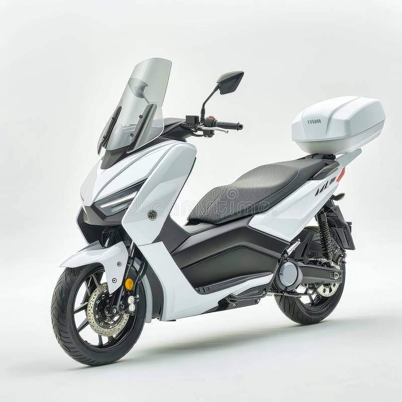 A Gleaming White Yamaha Scooter Ready for an Open Road Adventure Stock ...