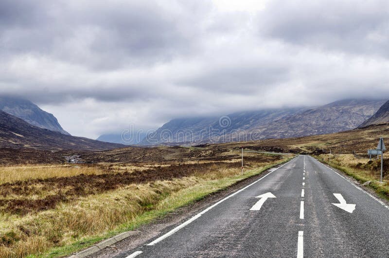 Glencoe stock image. Image of glencoe, arrows, road, landscape - 47799397