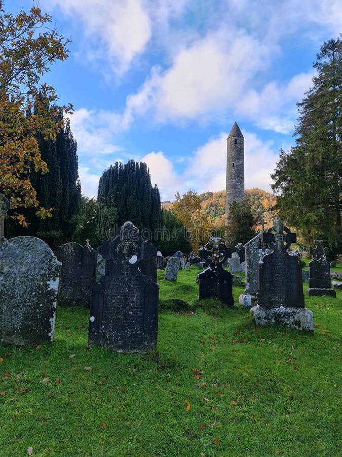 Glendalough Cemetery and Forest in Wicklow Mountains Ireland Editorial ...