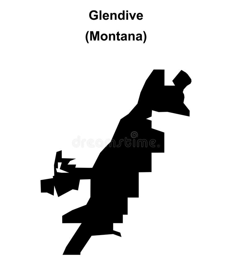 Glendive outline map stock vector. Illustration of cartography - 387465552