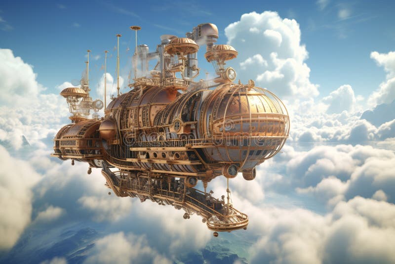 Glide through the Clouds Aboard a Whimsical Stock Illustration ...
