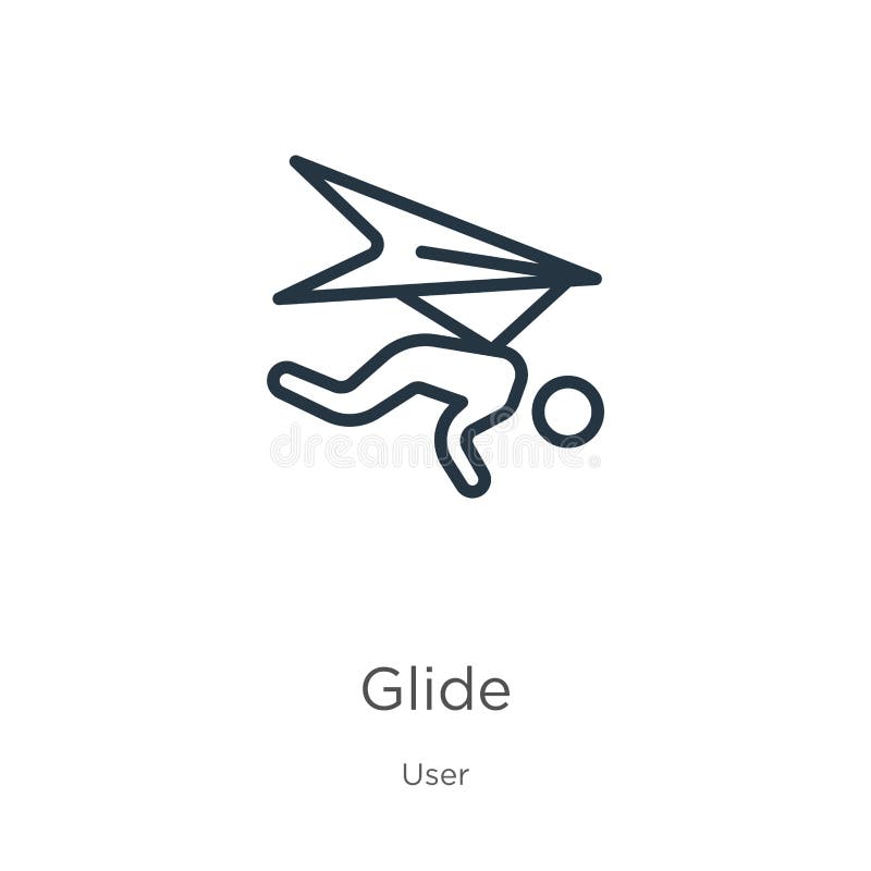 Glide Icon. Thin Linear Glide Outline Icon Isolated on White Background ...