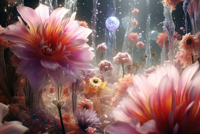 Glide through an Interstellar Garden Where Stock Illustration ...