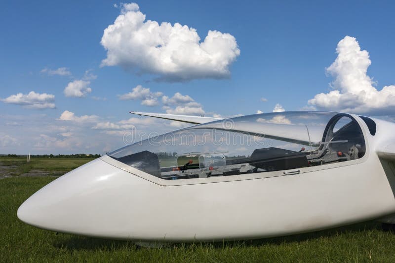 Glider at the Airport. Visible Cockpit Stock Photo - Image of plain ...