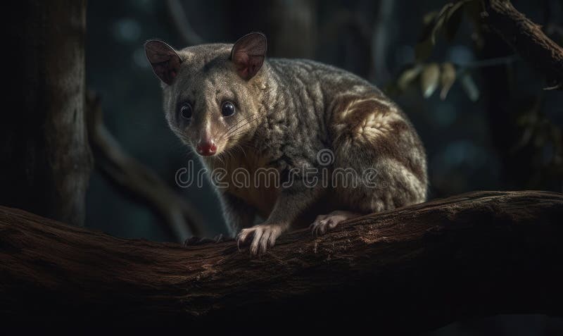 Glider Also Called Flying Phalanger Perched on a Eucalyptus Branch in ...