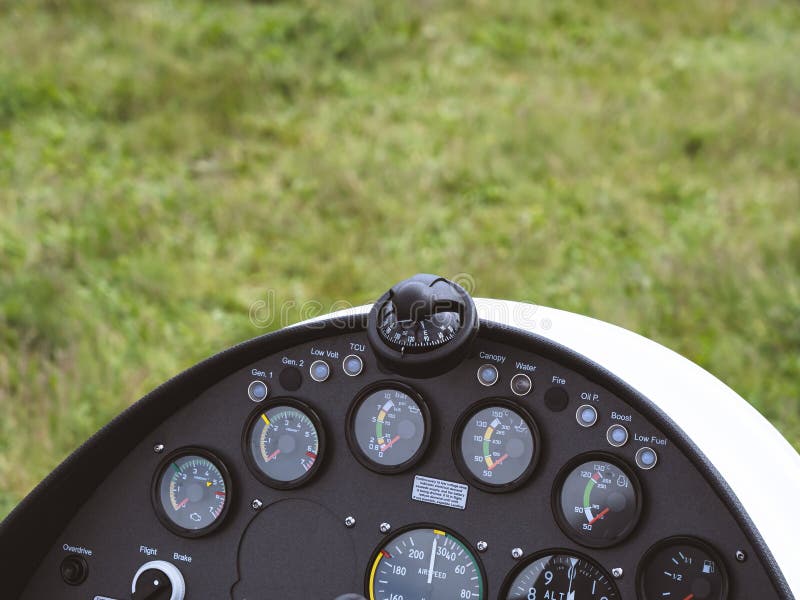 Glider Cockpit Interior with Flight Instruments and Controls Stock ...
