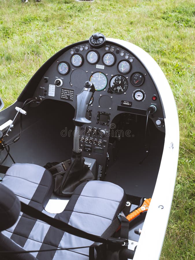 Glider Cockpit Interior with Flight Instruments and Controls Stock ...