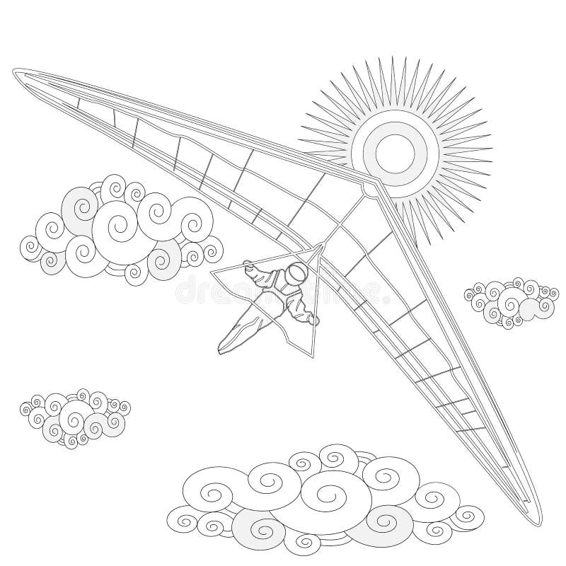 Glider. Coloring Image of Glider in the Sky Stock Vector - Illustration ...