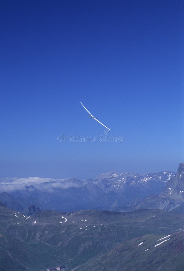 Glider Plane Turning Over Pyrenees Mountain Stock Image - Image of ...