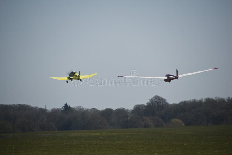 Glider on tow. stock image. Image of aircraft, training - 16857109