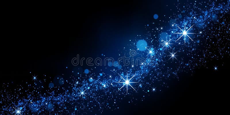 Glimmering Blue Stardust Trail Across a Dark Background Stock ...