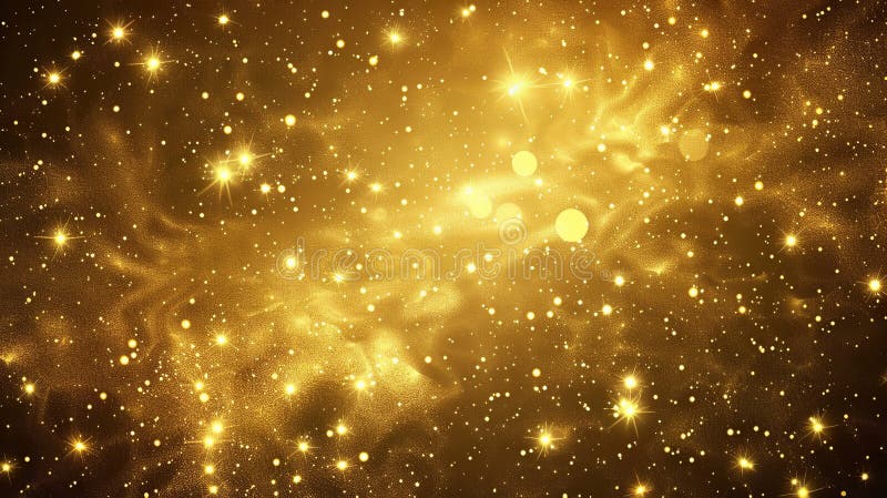 Glimmering Constellation, Golden Particles on Shadowed Background ...