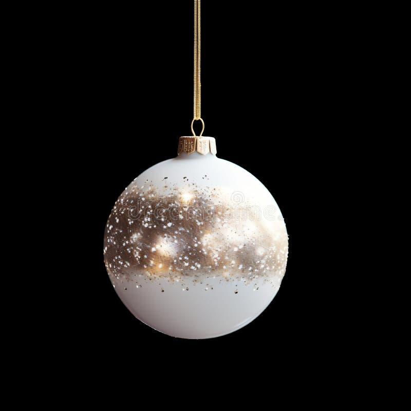 Glimmering Elegance- Single White Ball with Golden Glitter on Black ...
