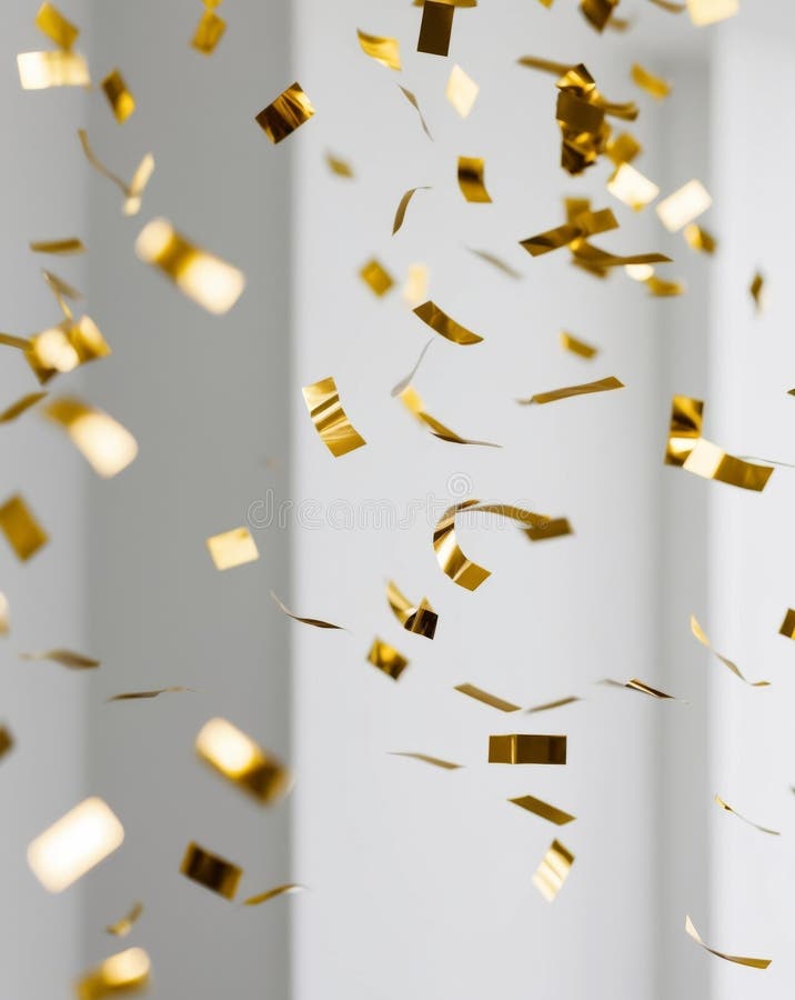 Glimmering Gold Confetti Falling in Celebration. Stock Photo - Image of ...