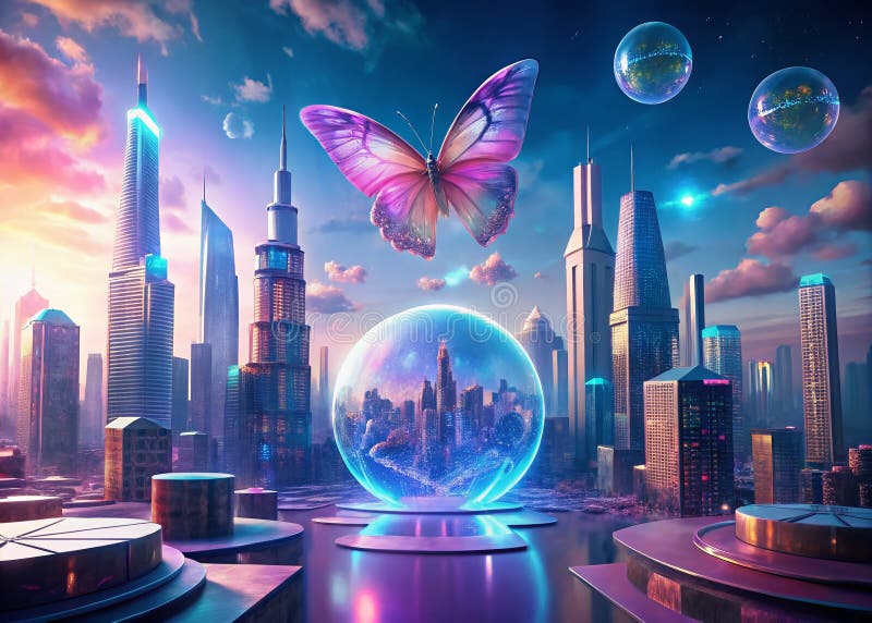 A Glimmering Metropolis of Tomorrow Floating Spheres Hexagonal ...