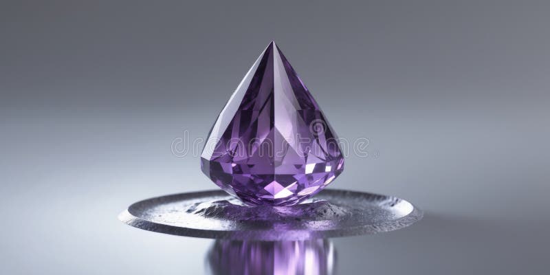 Glimmering Purple Crystal Droplet on a Sparkling Surface Stock Image ...