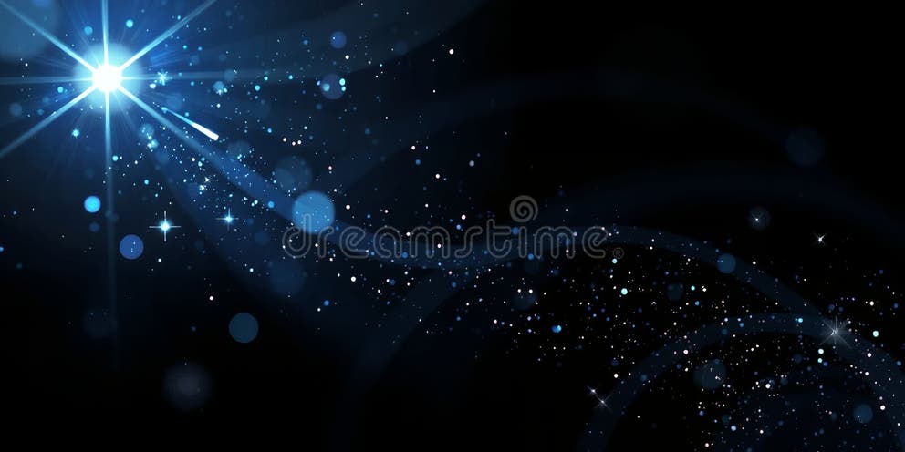 Glimmering Star Burst in Dark Blue Night Sky Stock Illustration ...
