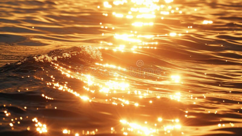 The Glimmering Surface of the Ocean Reflecting the Golden Light of the ...