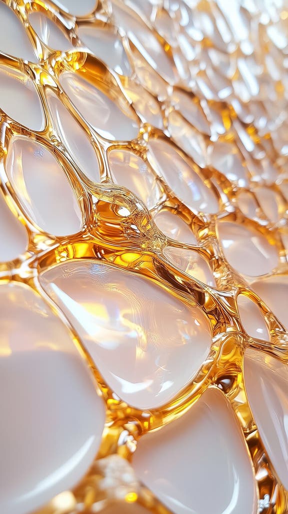 Glimmering Surface of Translucent Drops Illuminated in Warm Tones ...