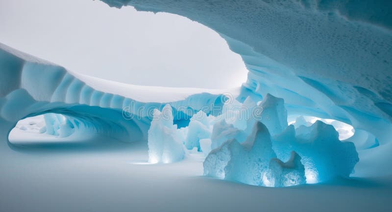 A Glimmering View Inside a Blue Ice Cave. Stock Image - Image of blue ...