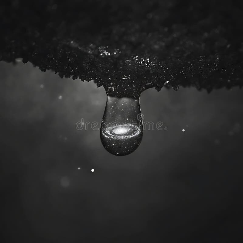 Glimmering Water Drop on Dark Surface Stock Illustration - Illustration ...