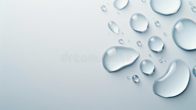Glimmering Water Droplets Rest on a Bright White Backdrop, Creating a ...
