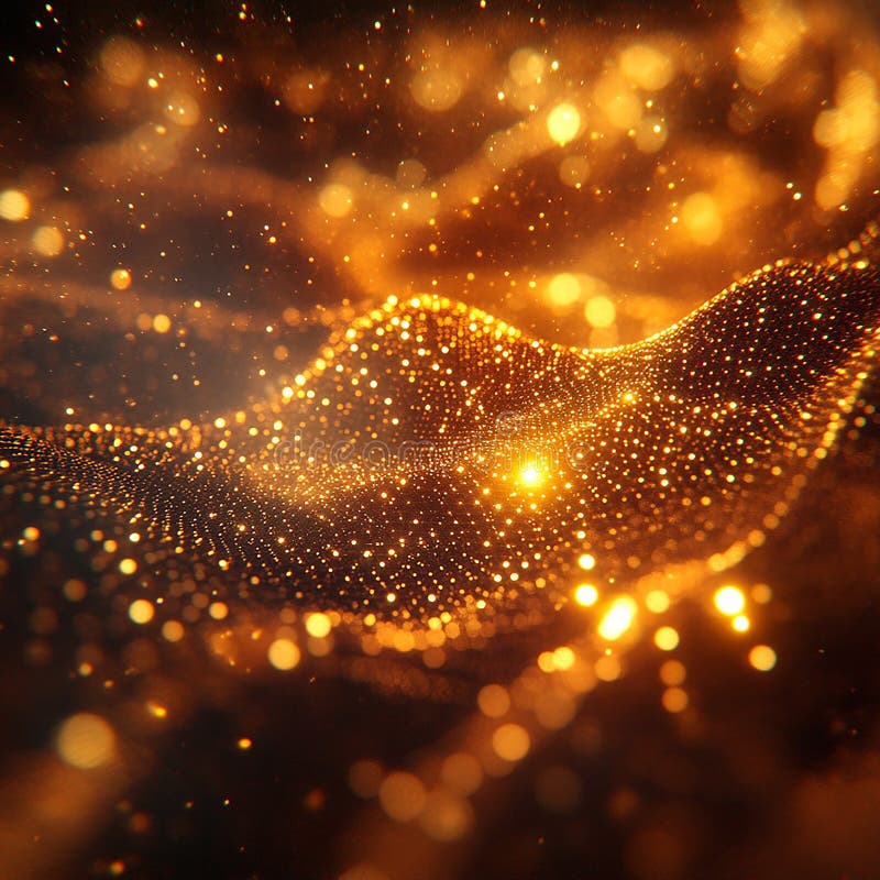 Glimmering Waves of Golden Light Dancing in an Ethereal Space. Stock ...