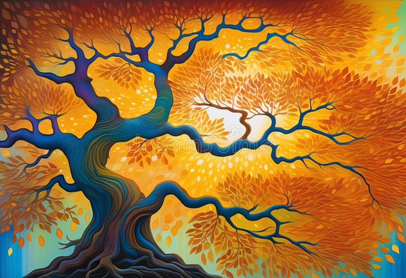 A Glimpse of Ancient Magic in the Ethereal Tree Painting Stock ...